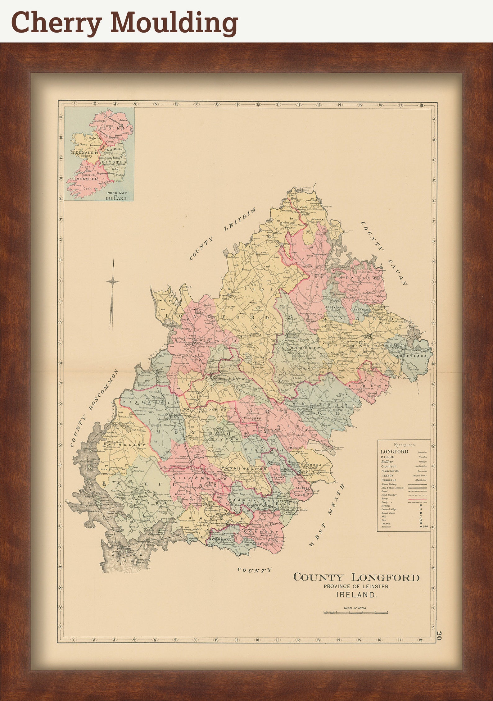 COUNTY LONGFORD Ireland 1901 Map Replica or GENUINE | Etsy
