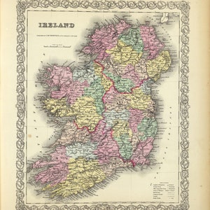 Map of IRELAND - Published in 1856 - Etsy