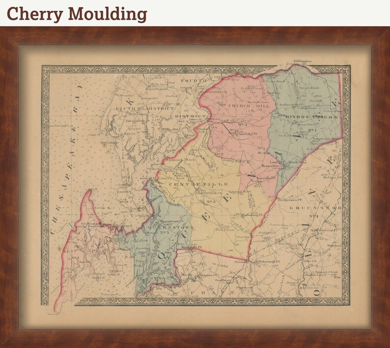 QUEEN ANNE COUNTY Maryland 1866 Map Replica or Genuine - Etsy