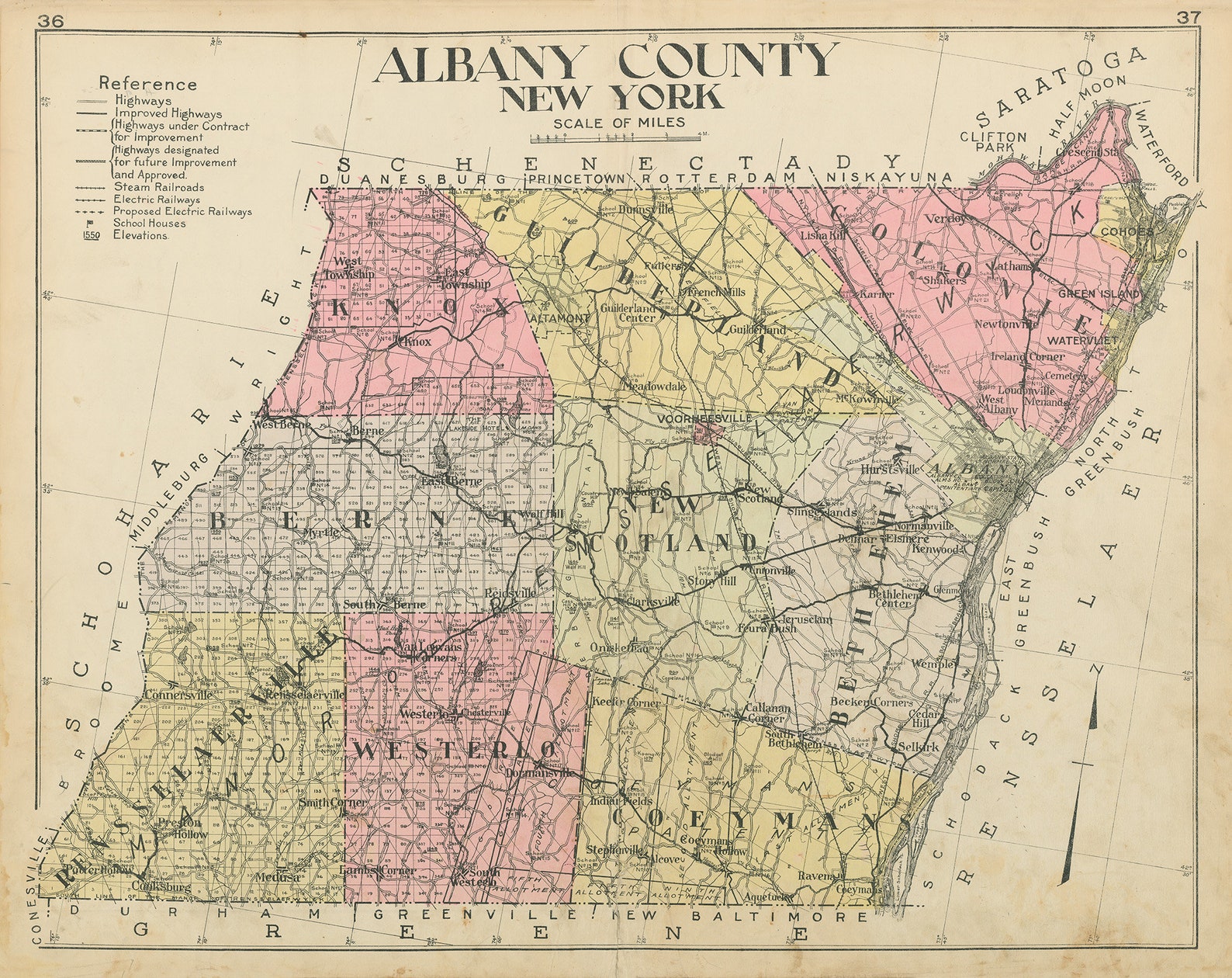 ALBANY County New York 1912 Map Replica or GENUINE ORIGINAL - Etsy
