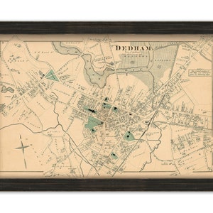 DEDHAM, Massachusetts 1876 Map - Replica or GENUINE ORIGINAL - Etsy