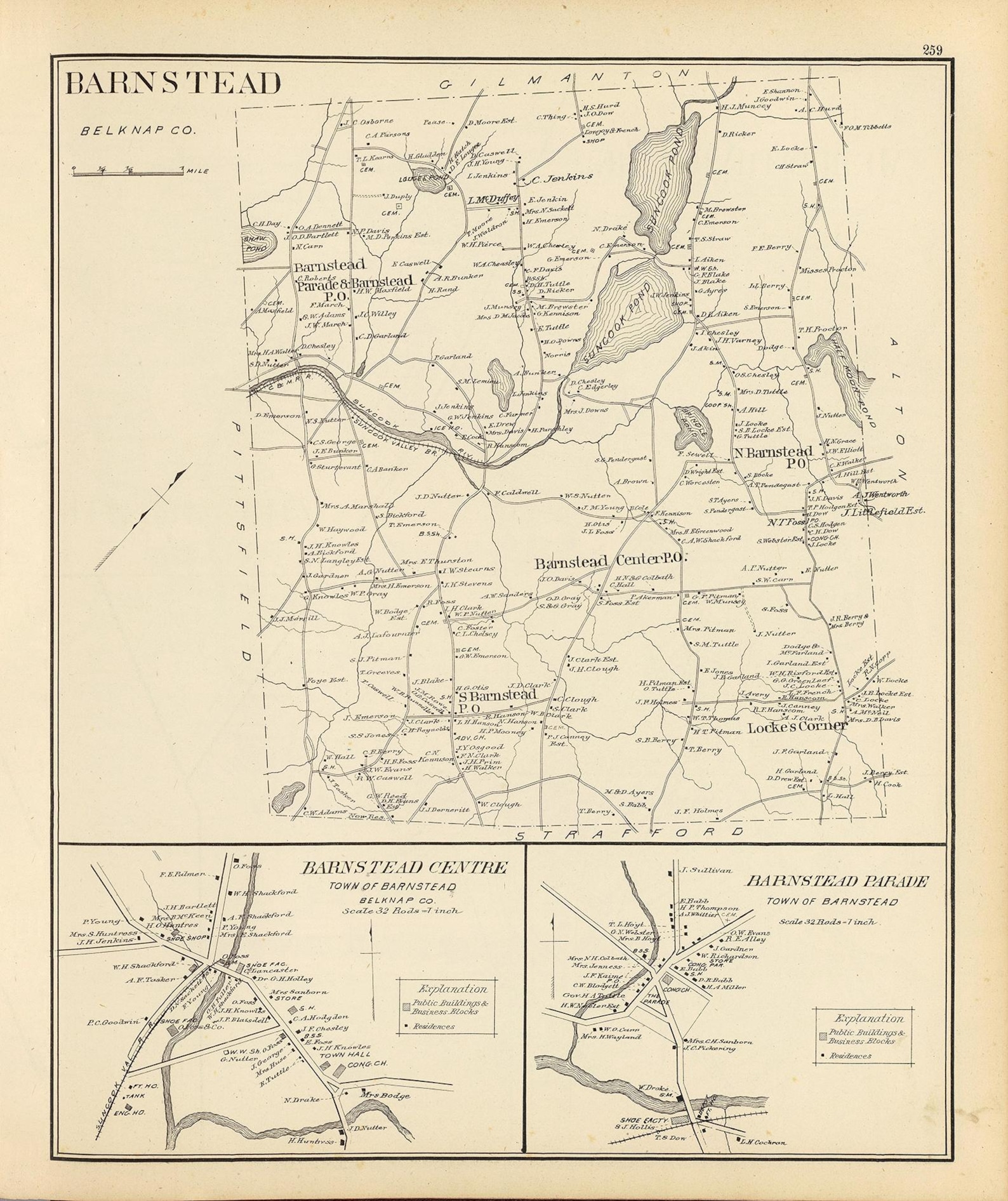 BARNSTEAD, New Hampshire 1892 Map - Etsy