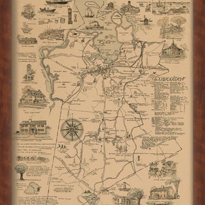 Pictorial Map of HINGHAM, Massachusetts 1635 to 1927 - Etsy