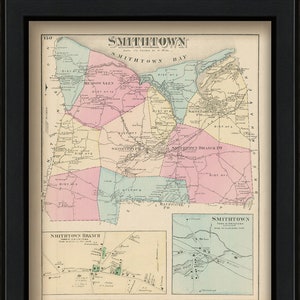 Smithtown, New York 1873 Map, Replica and GENUINE ORIGINAL - Etsy