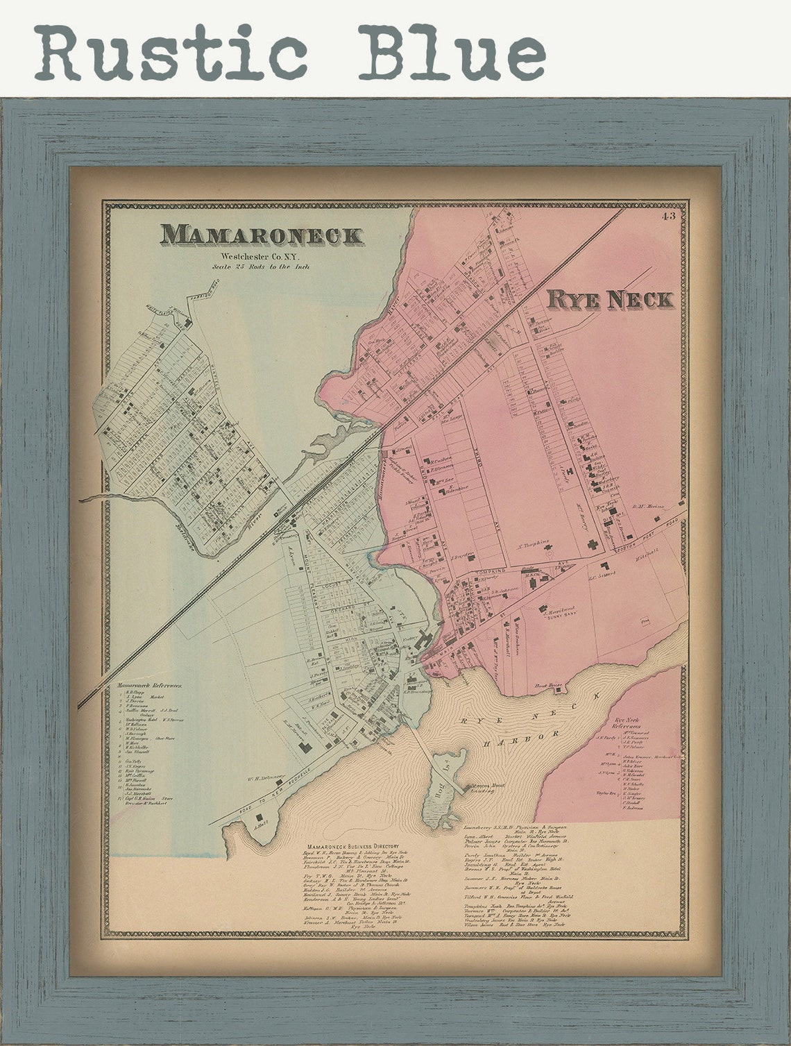 MAMARONECK and RYE NECK, New York 1868 Map - Etsy