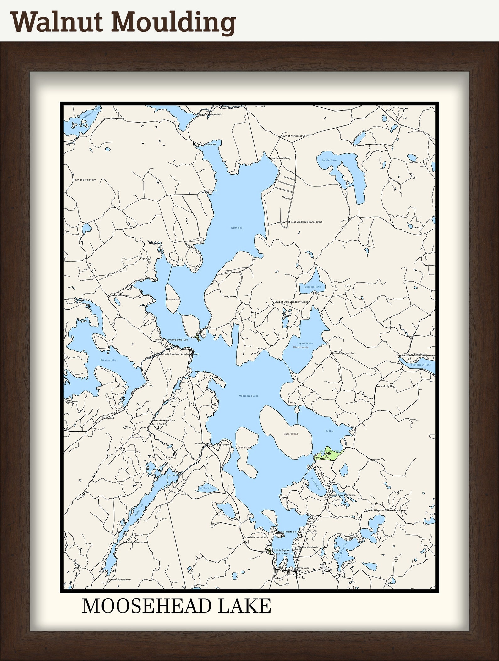 MOOSEHEAD LAKE Maine Map Poster - Etsy Ireland