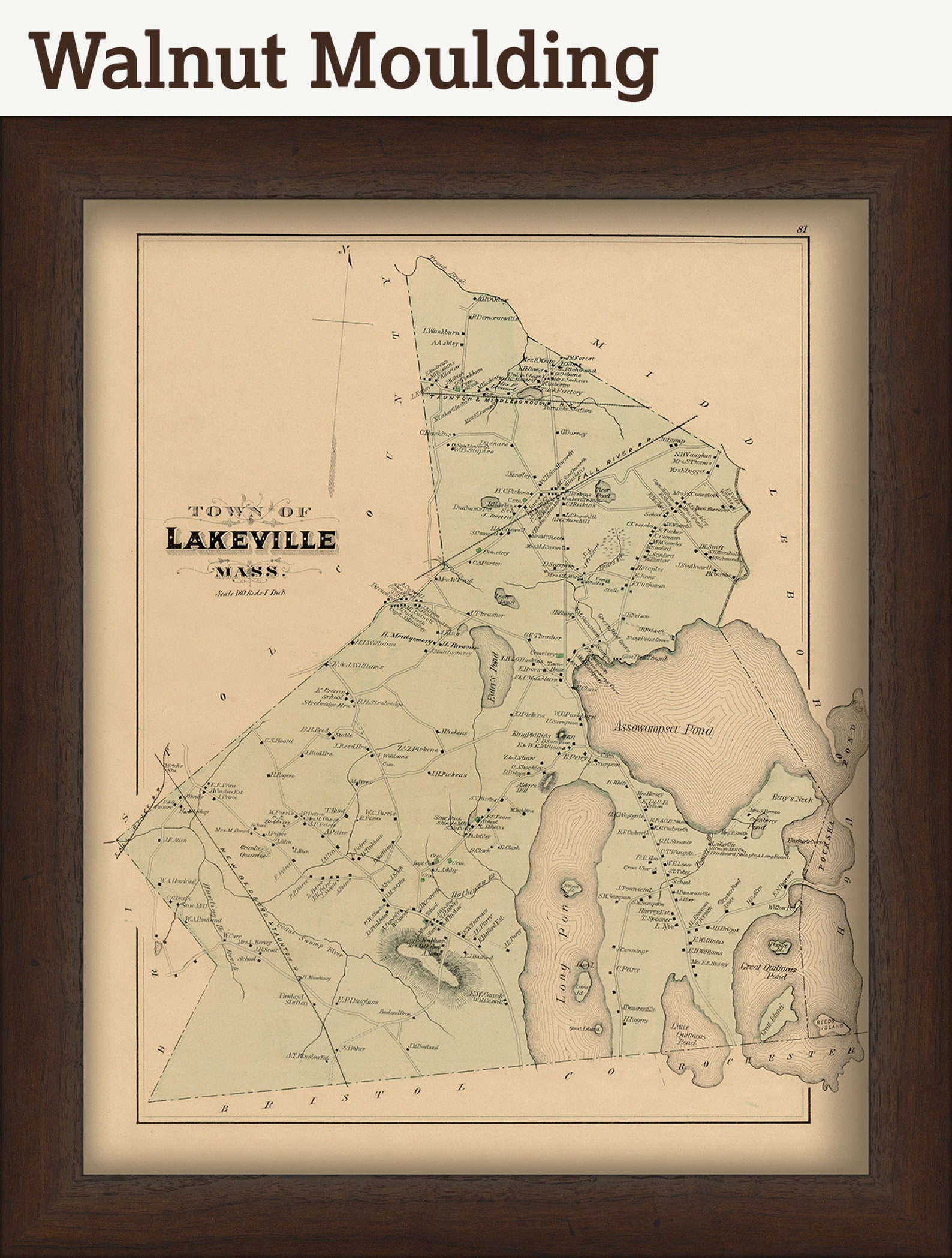 LAKEVILLE Massachusetts 1879 Map Replica or Genuine | Etsy