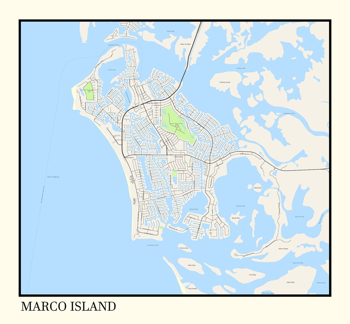MARCO ISLAND Florida Map Poster | Etsy