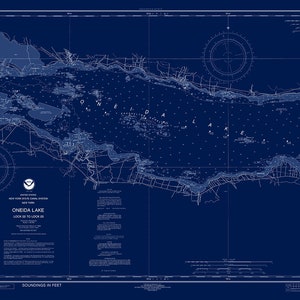ONEIDA LAKE, New York - 2019 Blueprint Nautical Chart - Etsy