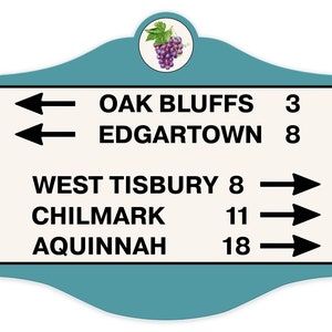 MARTHA'S VINEYARD Directional Sign on PAPER Showing the Millage and ...