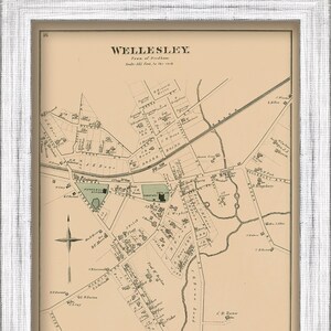 WELLESLEY, Massachusetts 1876 Map - Replica or GENUINE ORIGINAL - Etsy
