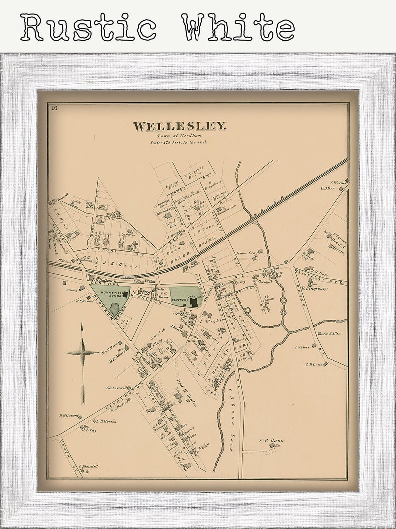 WELLESLEY, Massachusetts 1876 Map - Replica or GENUINE ORIGINAL - Etsy