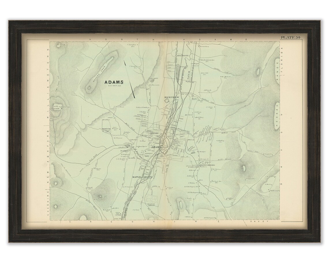 ADAMS Massachusetts 1904 Map Replica or Genuine Original - Etsy