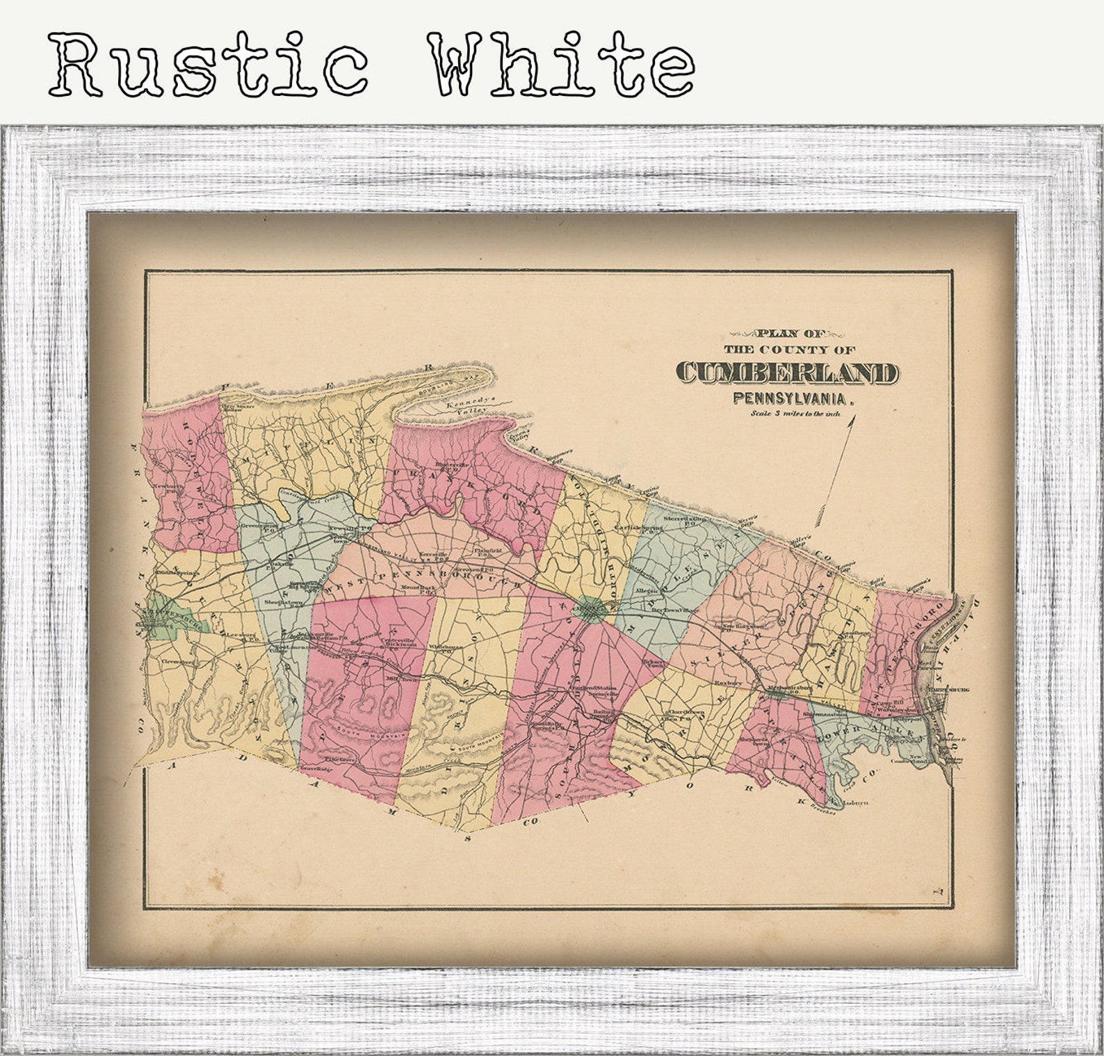 CUMBERLAND COUNTY Pennsylvania 1872 Map Replica or Genuine - Etsy