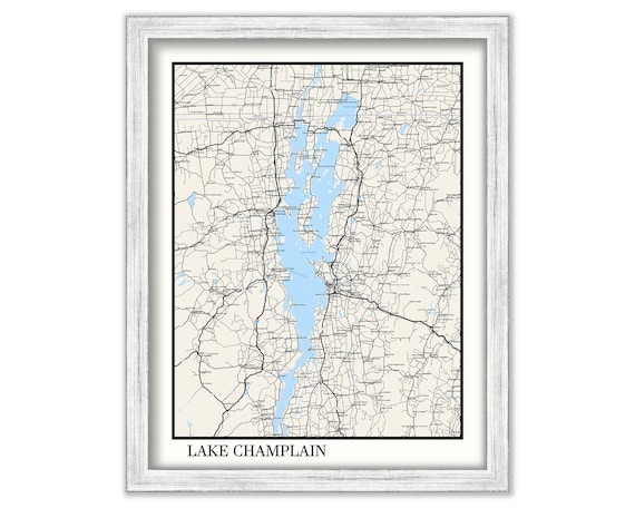 LAKE CHAMPLAIN Vermont/new York Map Poster | Etsy