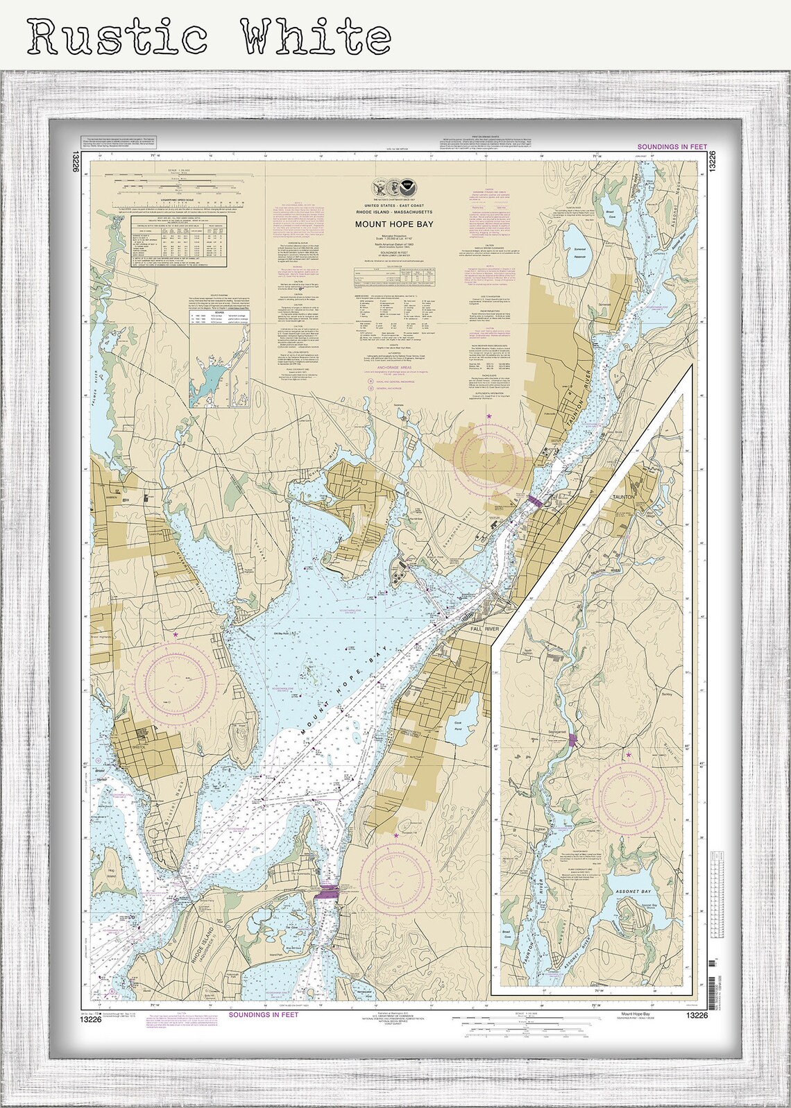 MOUNT HOPE BAY Rhode Island Nautical Chart Published in - Etsy