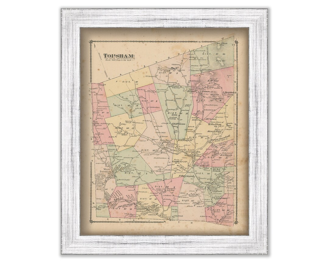 TOPSHAM, Vermont 1877 Map - Replica or Genuine ORIGINAL - Etsy