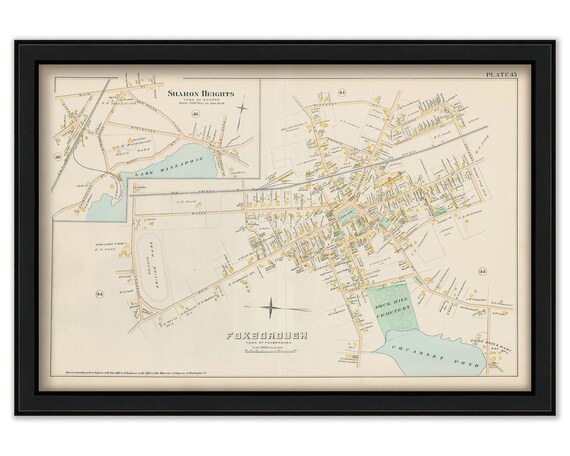 Village of FOXBOROUGH Massachusetts 1888 Map - Etsy