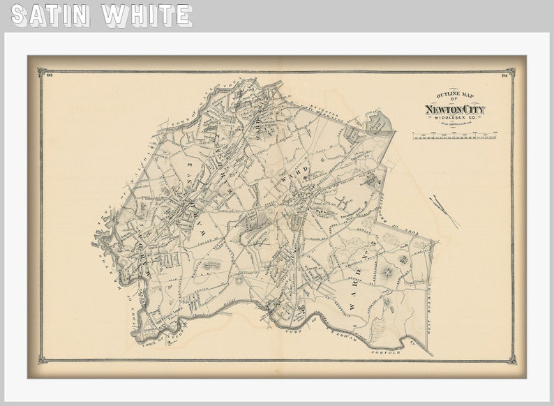 City of NEWTON, Massachusetts 1875 Map - Etsy