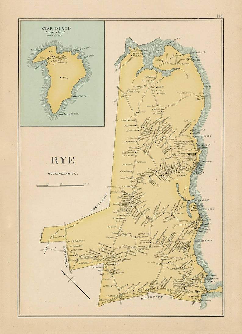 RYE New Hampshire 1892 Map - Etsy