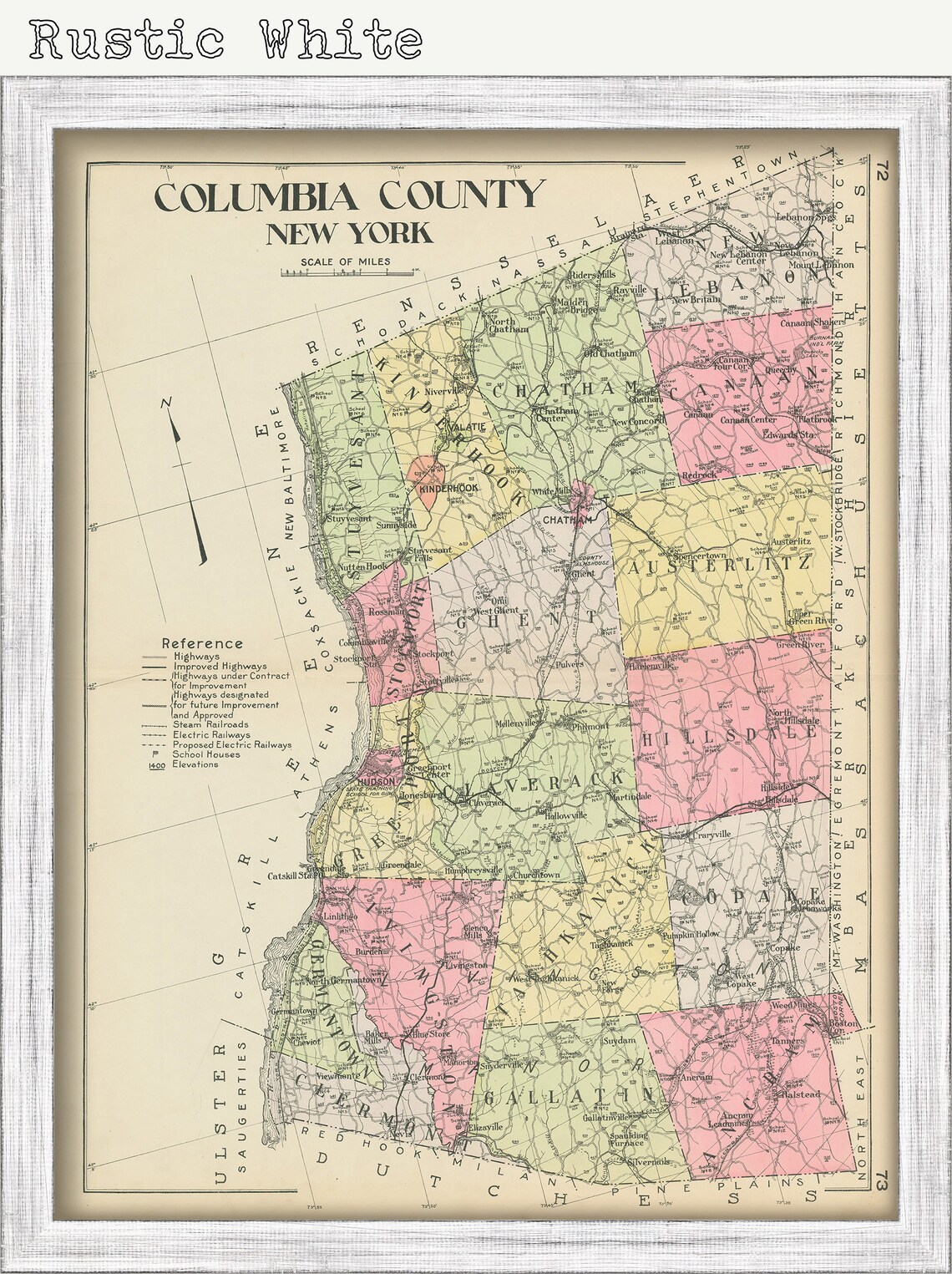 COLUMBIA County New York 1912 Map Replica or GENUINE - Etsy