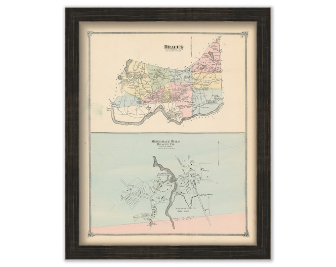 DRACUT, Massachusetts 1875 Map Replica or Genuine ORIGINAL - Etsy