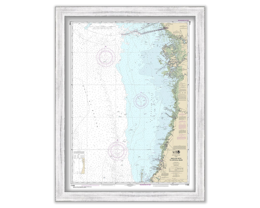 Anclote Keys to Crystal River, Florida - 2017 Nautical Chart - Etsy