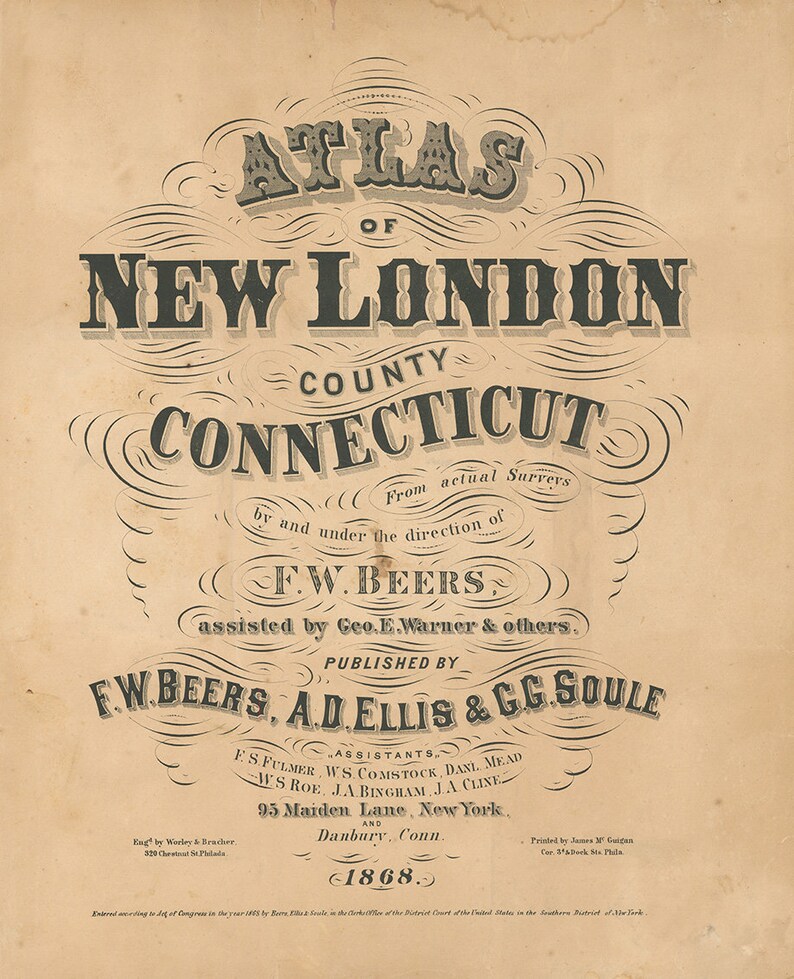 OLD LYME Connecticut 1868 Map - Etsy