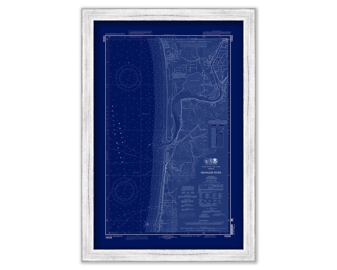 NEHALEM RIVER, Oregon - 2012 Nautical Chart Blueprint - Etsy