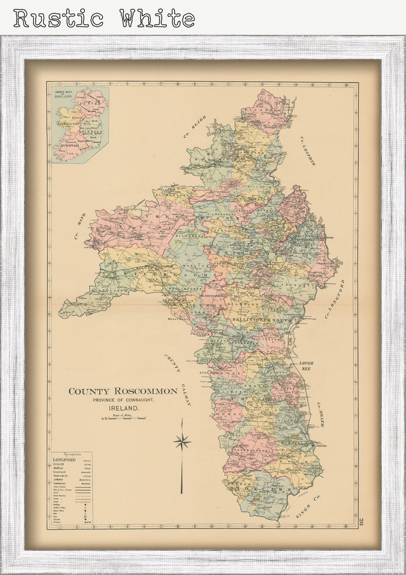 COUNTY ROSCOMMON, Ireland 1901 Map - Replica or GENUINE Original - Etsy