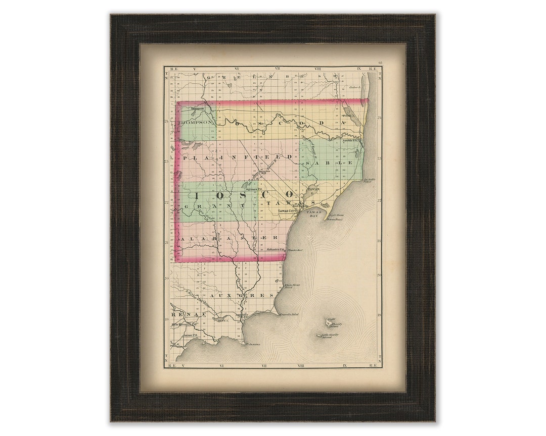 IOSCO COUNTY, Michigan 1873 Map - Replica or Genuine Original - Etsy