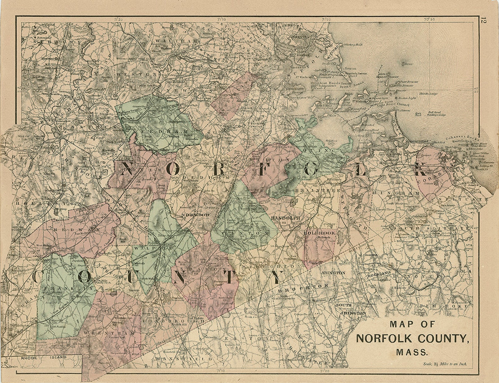 MILTON Massachusetts 1876 Map Replica or GENUINE ORIGINAL | Etsy