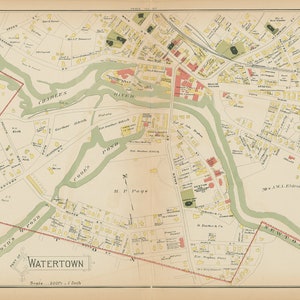 WATERTOWN, Massachusetts 1889 Map - Replica or Genuine ORIGINAL - Etsy
