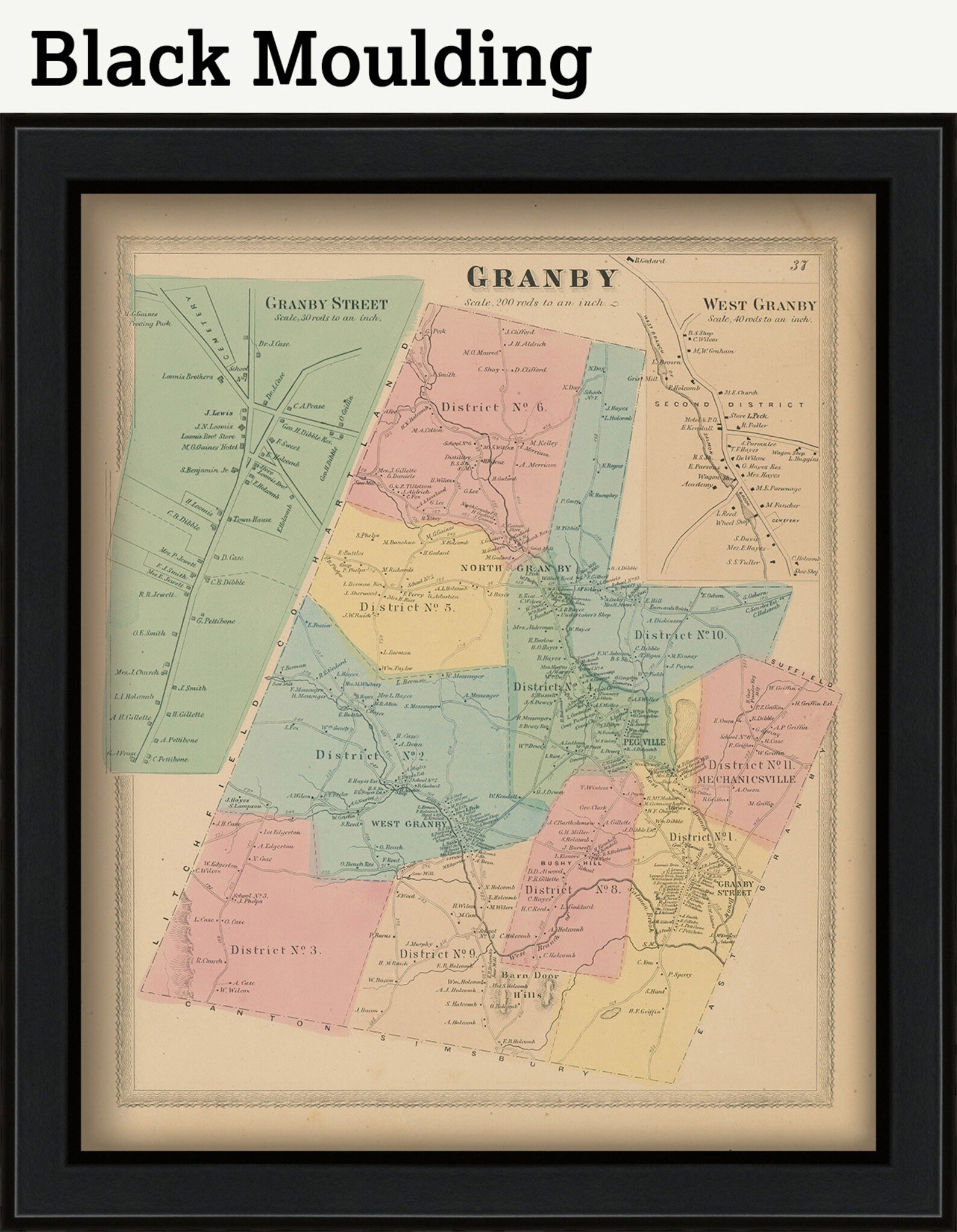 GRANBY, Connecticut, 1869 Map, Replica or GENUINE ORIGINAL - Etsy