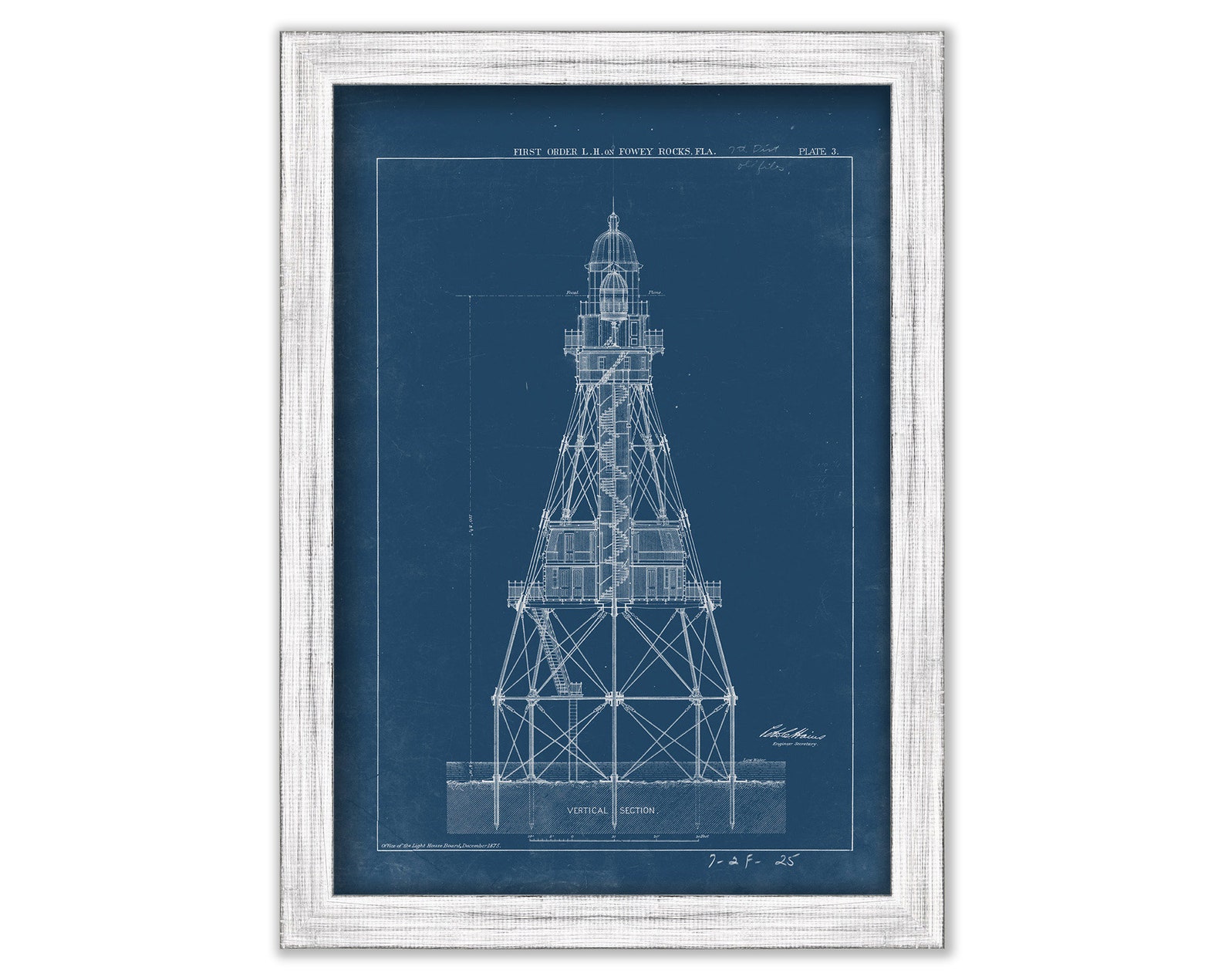 FOWEY ROCK LIGHTHOUSE, Miami, Florida - Blueprint Drawing and Plan of ...