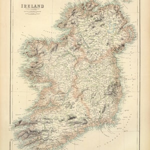 IRELAND MAP - Published in 1872 by A. Fullarton and Company - Etsy