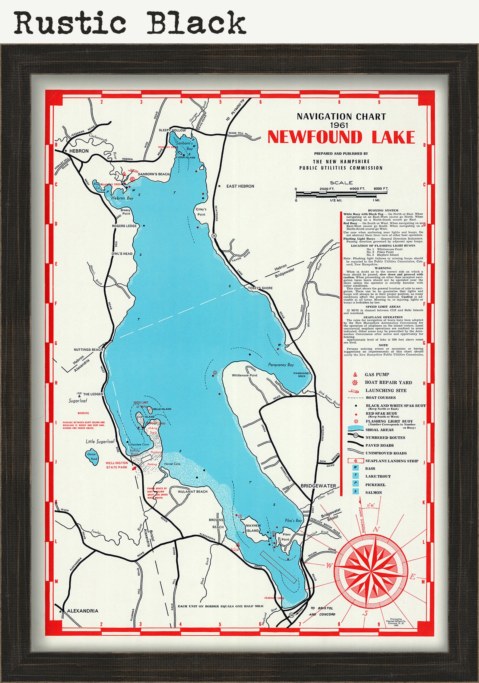NEWFOUND LAKE, New Hampshire 1961 Nautical Chart - Etsy