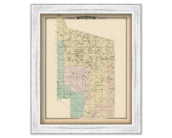 LINCOLN COUNTY Wisconsin 1878 Map Replica or Genuine | Etsy