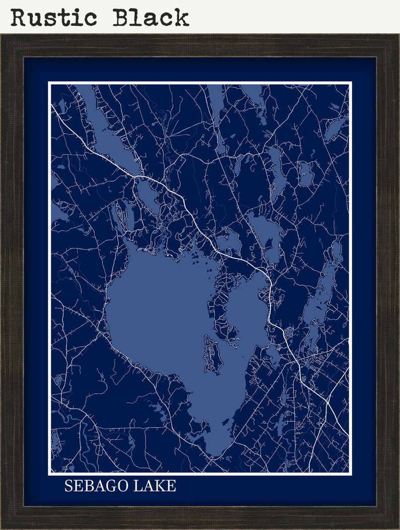 SEBAGO LAKE Maine Contemporary Map Poster Blueprint - Etsy
