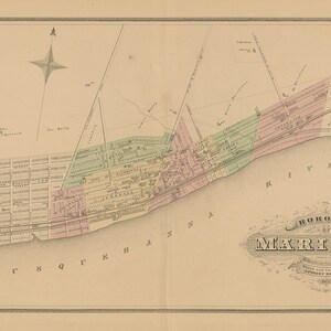 MARIETTA, Pennsylvania 1875 Map - Replica or GENUINE ORIGINAL - Etsy