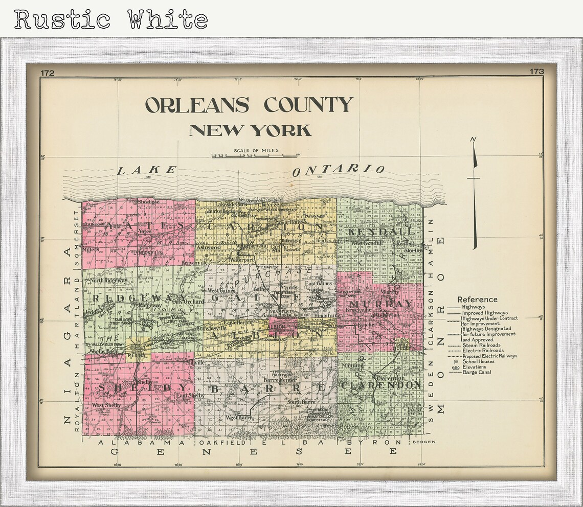 ORLEANS County New York 1912 Map Replica or GENUINE ORIGINAL - Etsy