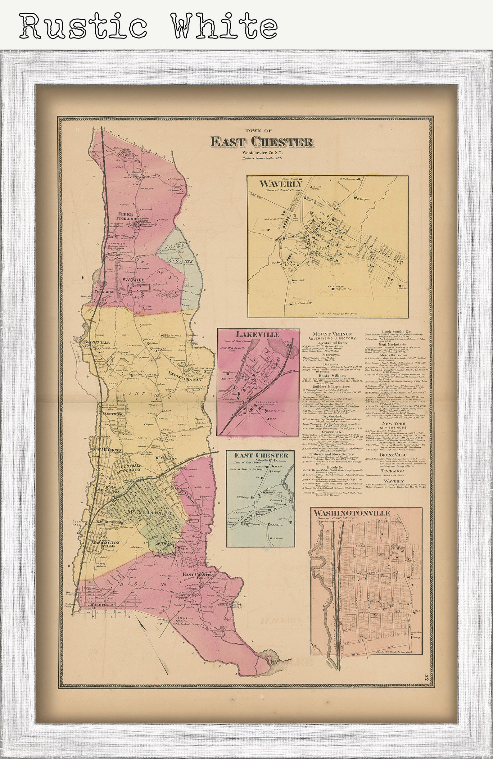 Town of EAST CHESTER New York 1868 Map - Etsy