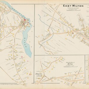 Villages of MILTON and EAST MILTON, Massachusetts 1888 Map - Etsy