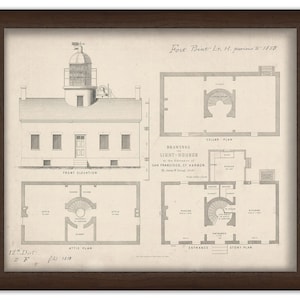 FORT POINT LIGHTHOUSE, California - Drawing and Plan of the Lighthouse ...