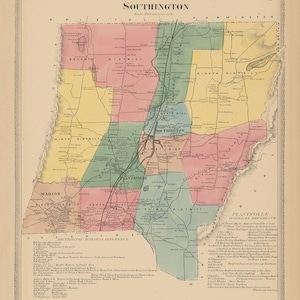 SOUTHINGTON, Connecticut, 1869 Map, Replica or GENUINE ORIGINAL - Etsy