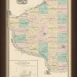GRANT COUNTY, Wisconsin 1878 Map, Replica or Genuine Original - Etsy
