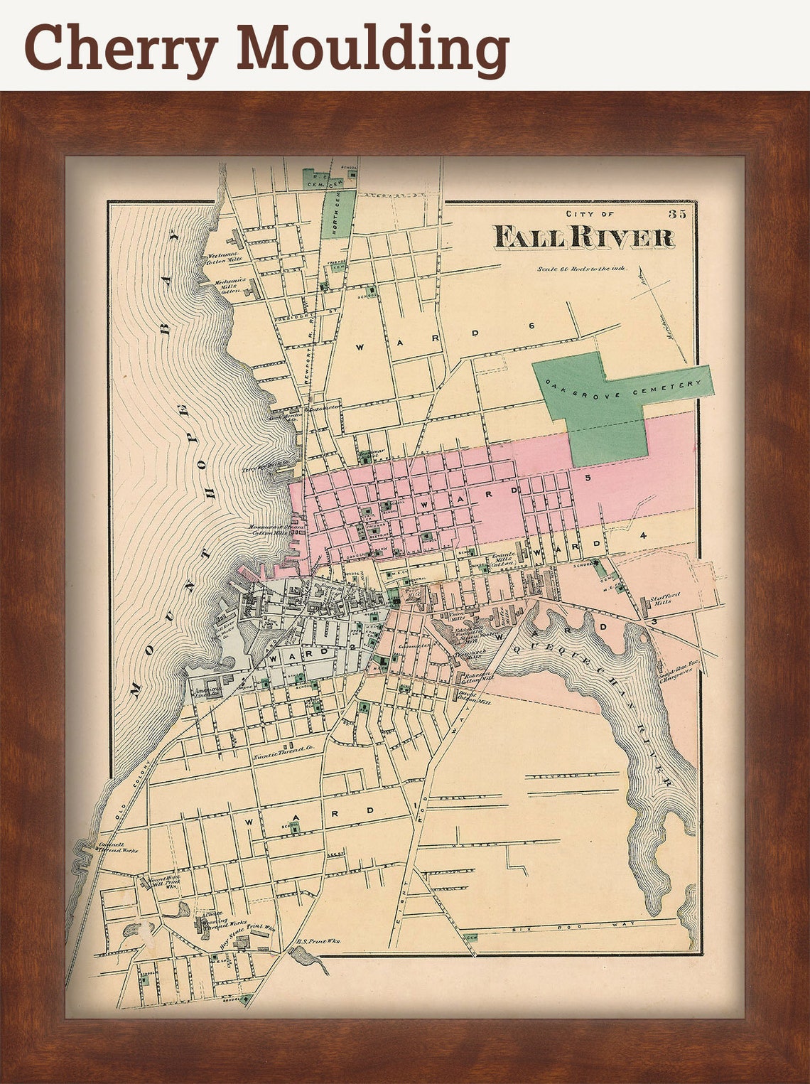 FALL RIVER Massachusetts 1871 Map Replica or Genuine | Etsy