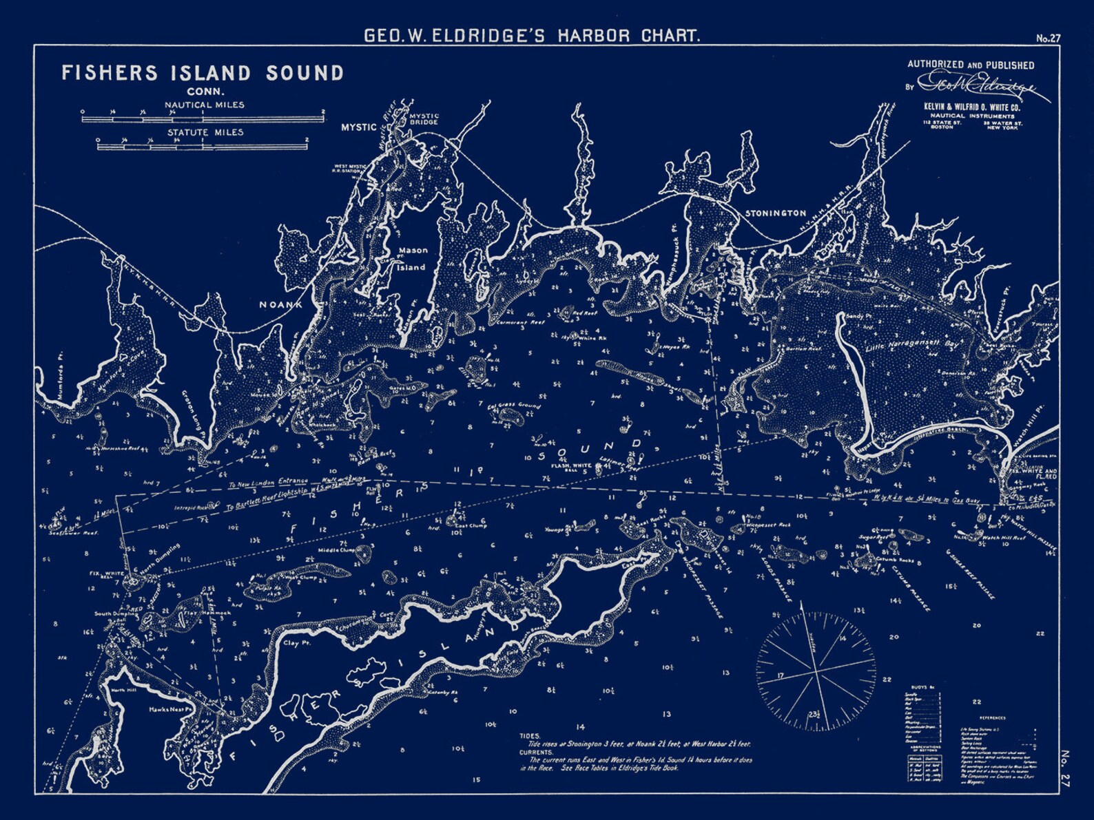 Fishers Island Sound - Blue Print - Nautical Chart by George W ...