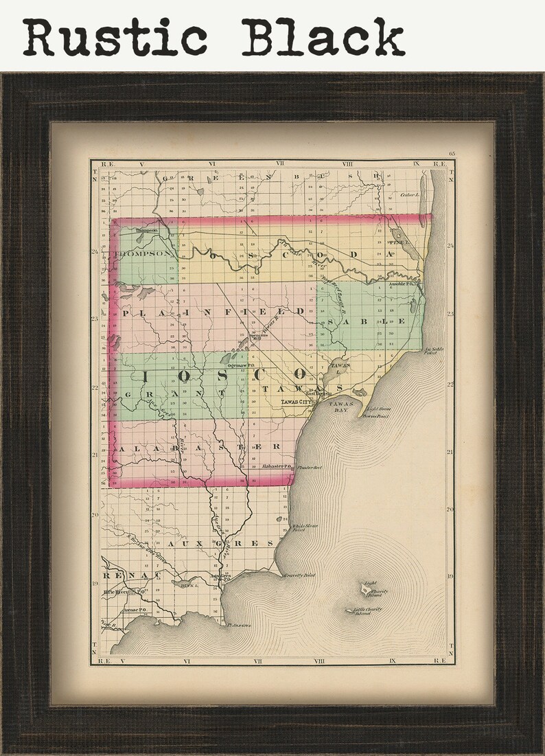 IOSCO COUNTY, Michigan 1873 Map - Replica or Genuine Original - Etsy
