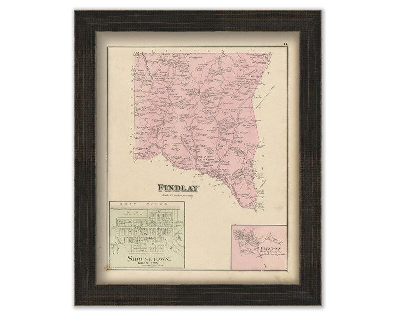 FINDLAY, Pennsylvania 1876 Map - Replica or Genuine ORIGINAL - Etsy